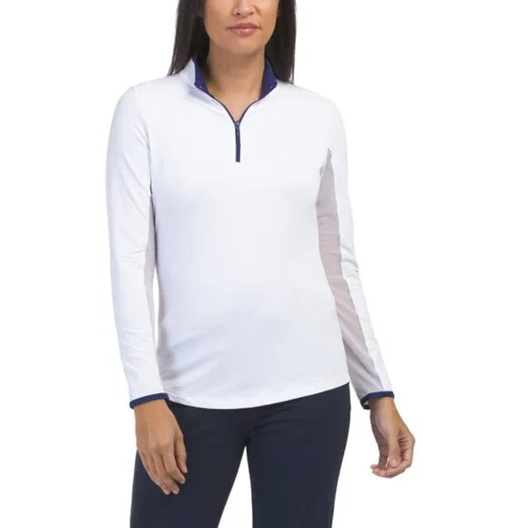 Quarter Zip Sun Protection Top In True Navy – Style Driver